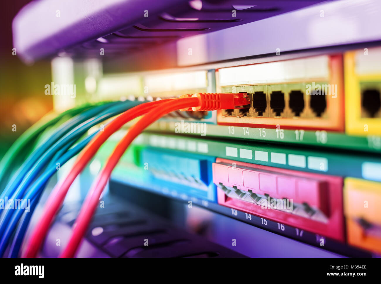 ethernet cable on network switches background Stock Photo - Alamy