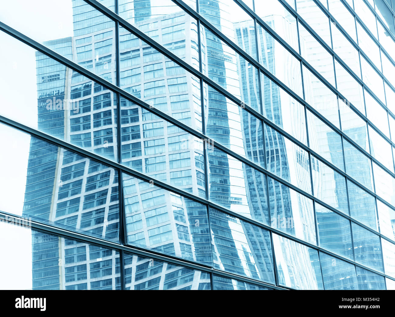 steel blue glass high rise building skyscrapers, business concept of ...