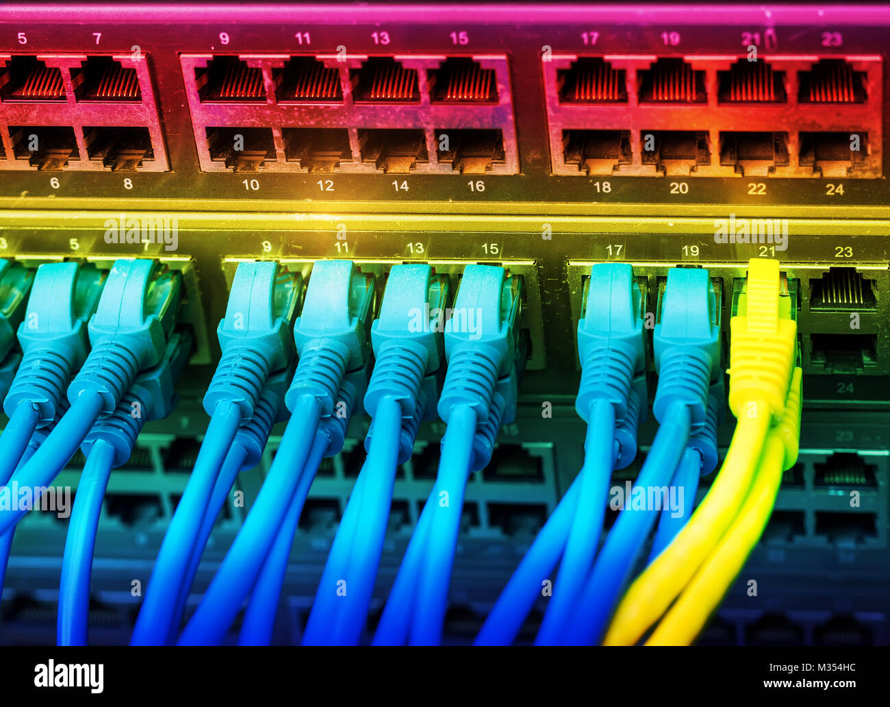 Cables Connected to Internet Switch Stock Photo - Alamy