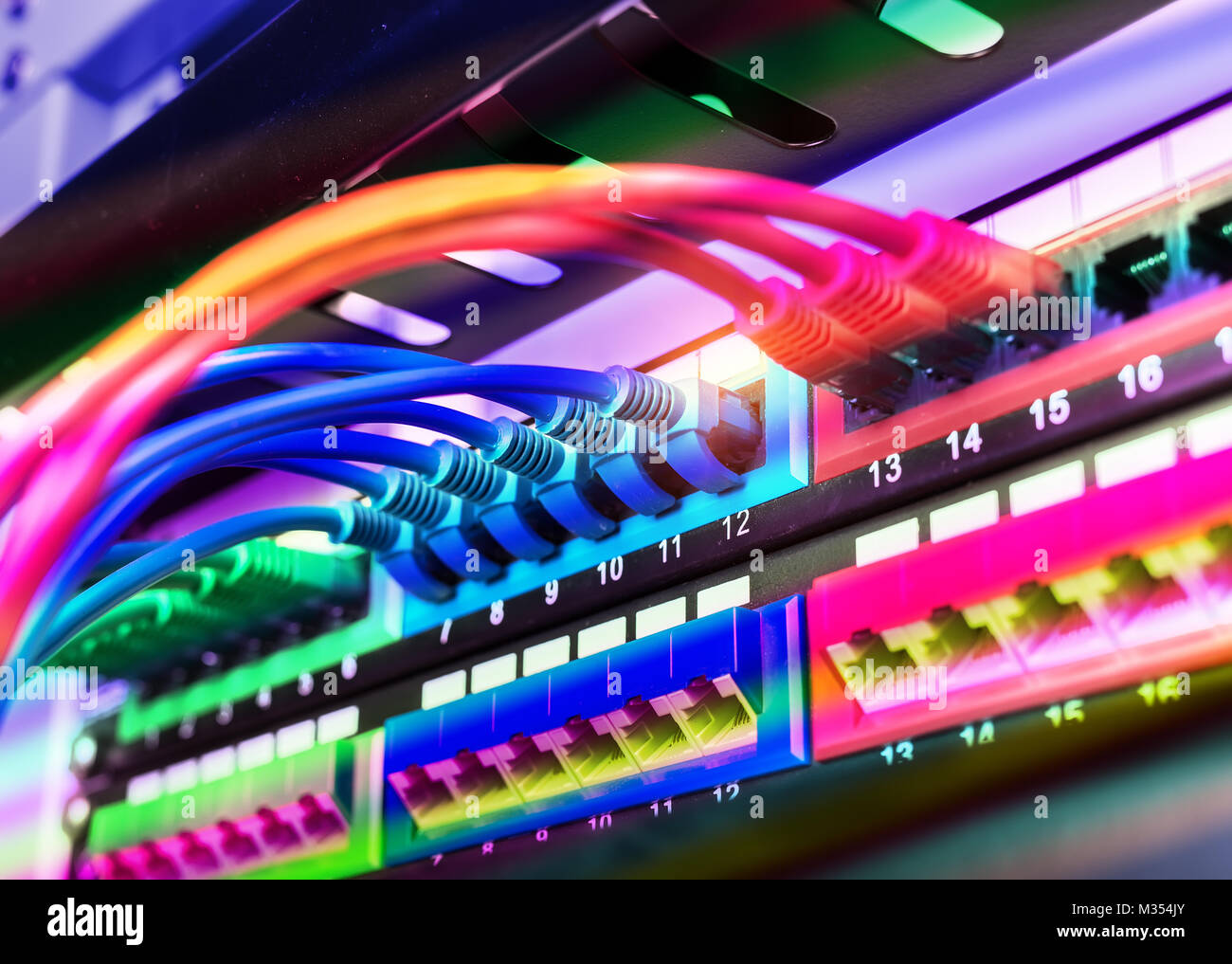 Cables Connected to Internet Switch Stock Photo - Alamy