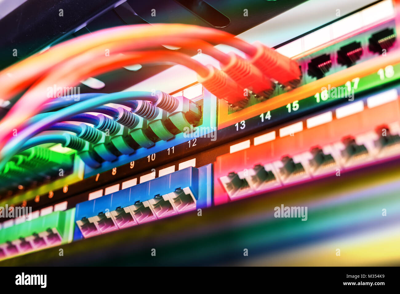 Cables Connected to Internet Switch Stock Photo - Alamy