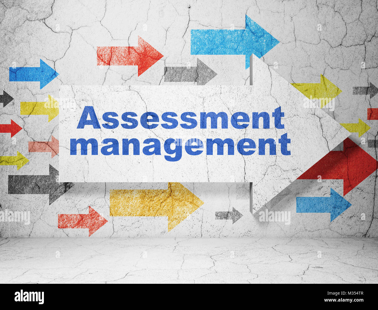 Business concept: arrow with Assessment Management on grunge wall ...