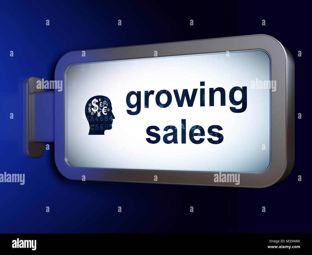 Business concept: Growing Sales and Head With Finance Symbol on ...