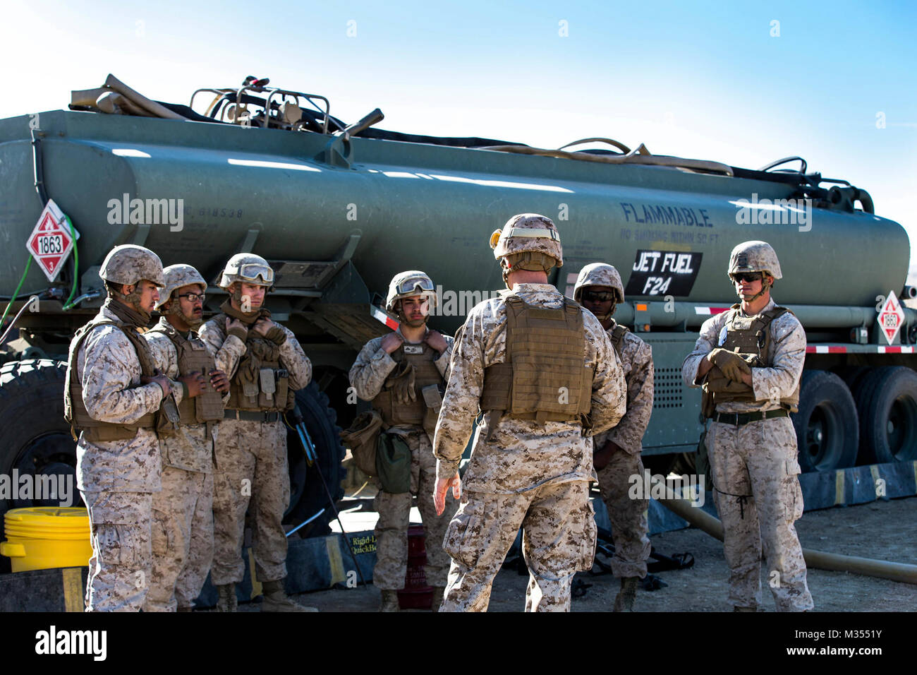 Marines with Marine Wing Support Squadron 371 plan for next refueling ...