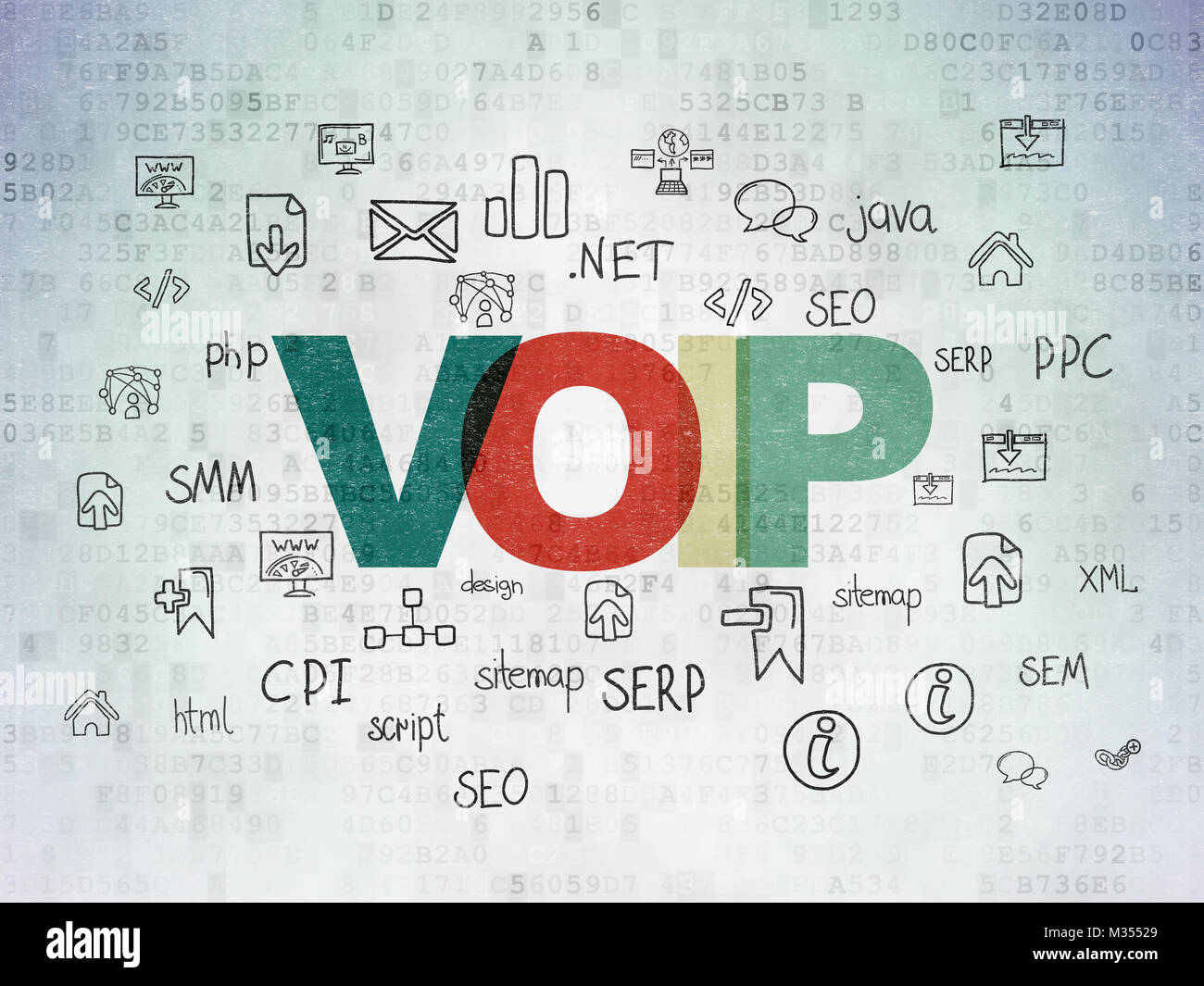 Web design concept: VOIP on Digital Data Paper background Stock Photo - Alamy