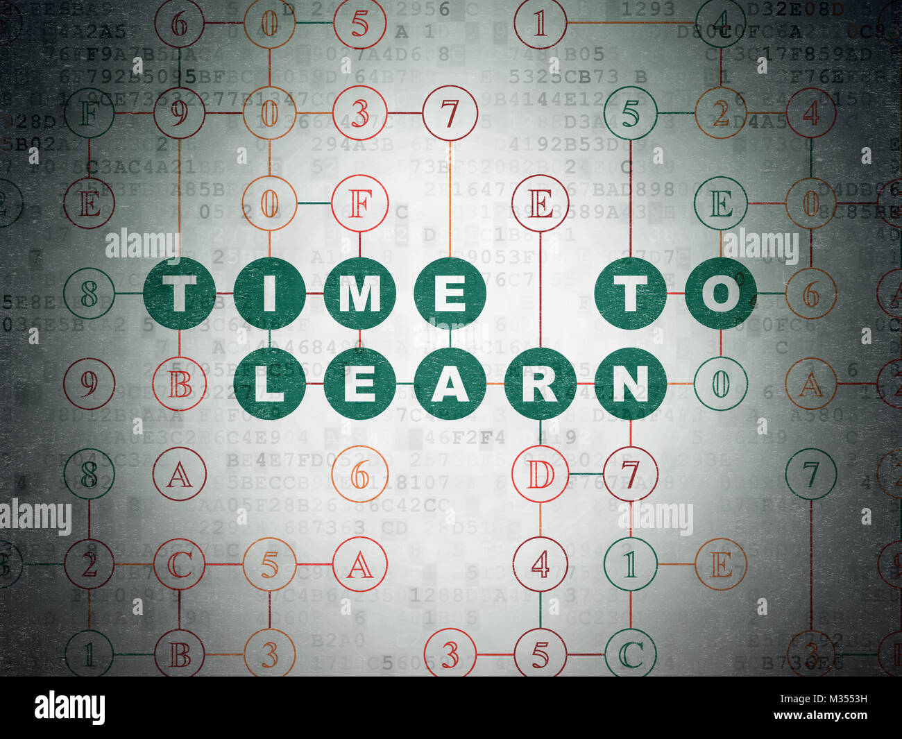 Time concept: Time to Learn on Digital Data Paper background Stock ...