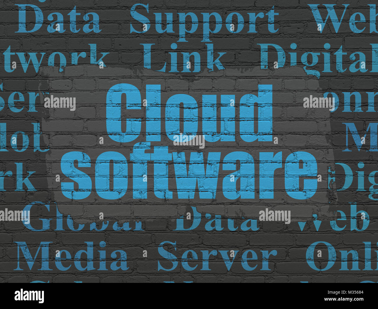 Cloud networking concept: Cloud Software on wall background Stock Photo ...