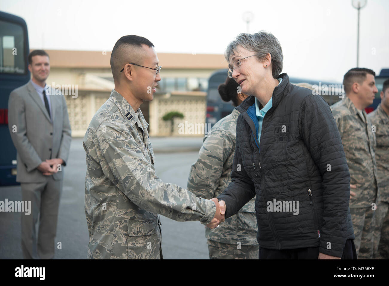 Secretary of the Air Force Heather Wilson coins Capt. Kevin Liu, 961st ...
