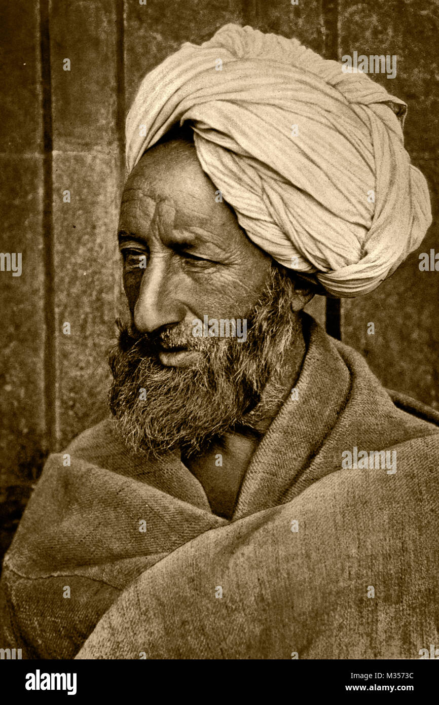 vintage photo of Pakhtoon man in turban from Afghanistan, Asia Stock ...