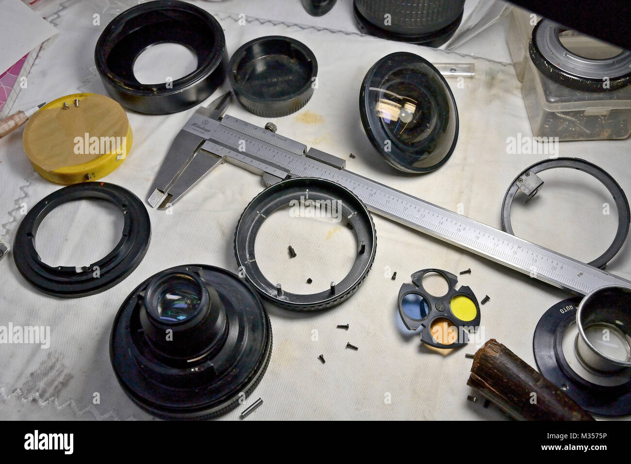 Repairing Camera Lens India Asia Stock Photo Alamy