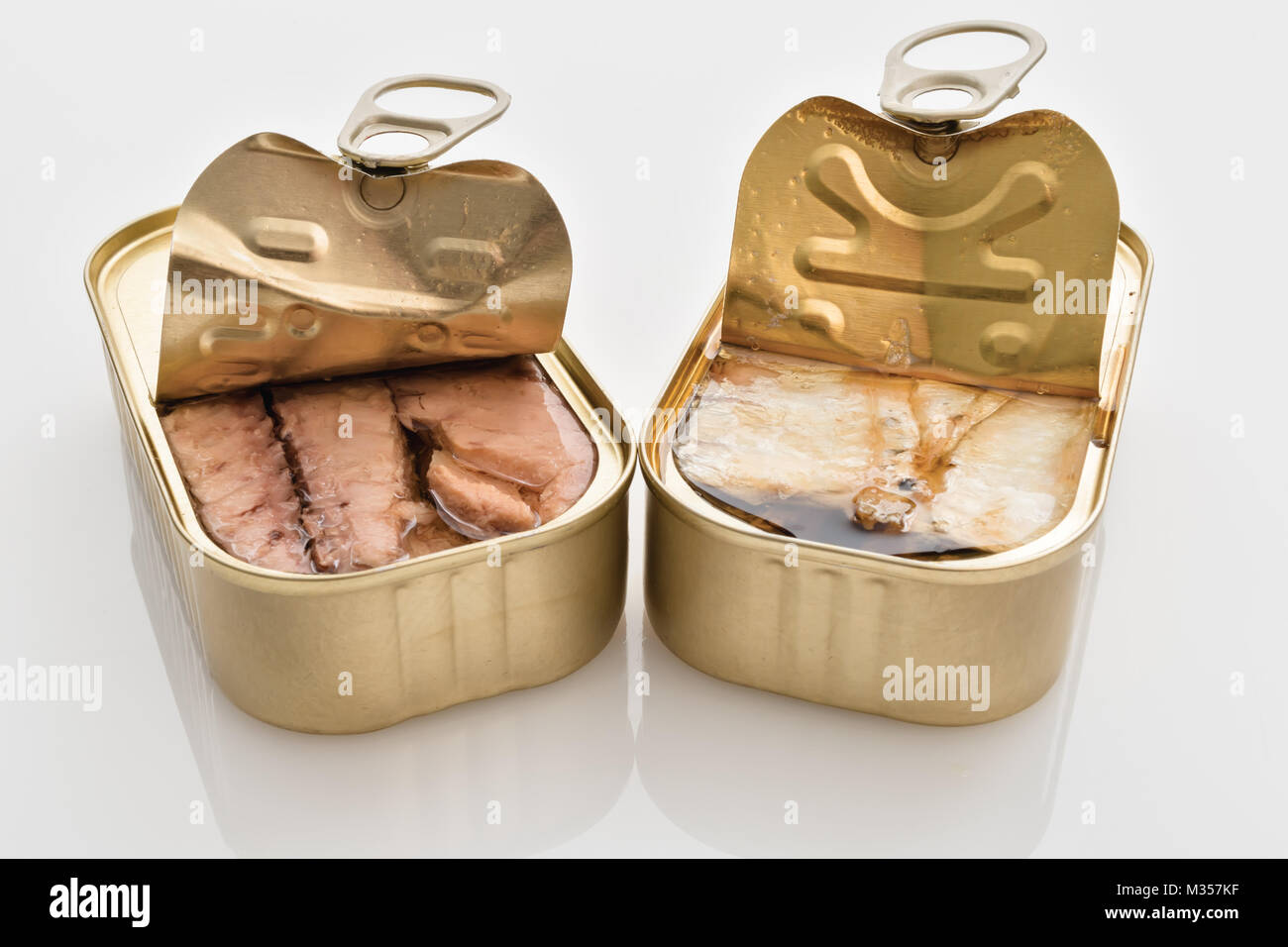 open mackerel boxes and sardines Stock Photo - Alamy