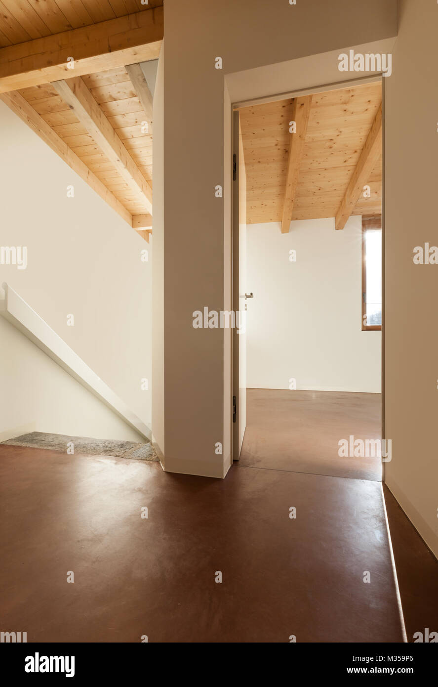 Architecture, empty loft, interior, view from passage Stock Photo - Alamy