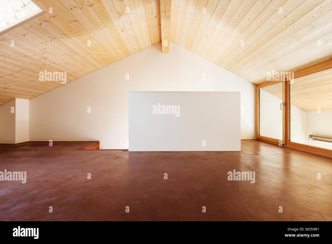 comfortable empty loft, interior, room with window Stock Photo - Alamy