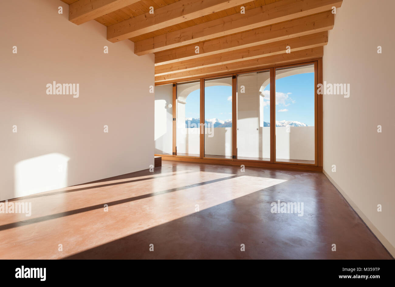 classic empty loft, interior, room with porch Stock Photo - Alamy
