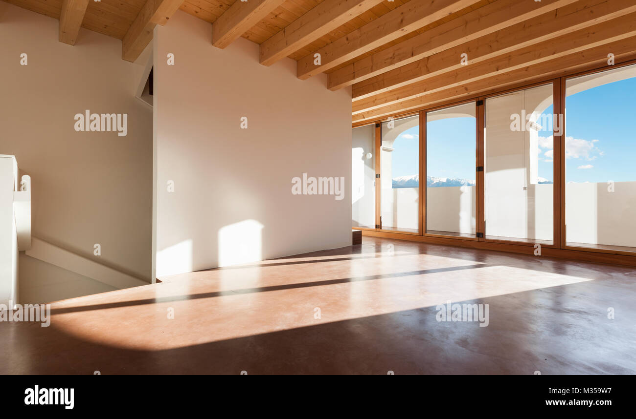 classic empty loft, interior, room with porch Stock Photo - Alamy