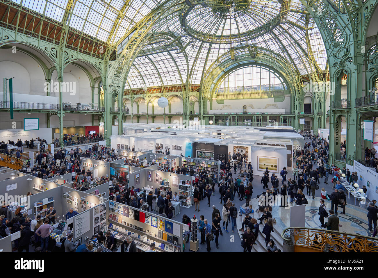 PARIS - NOVEMBER 10: Paris Photo art fair high angle view with people ...