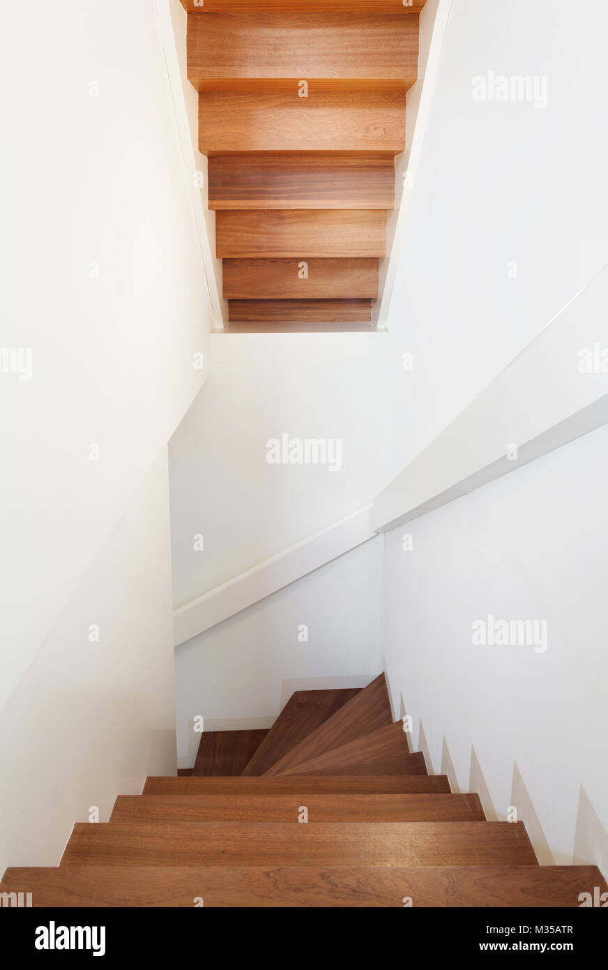 comfortable empty loft, interior, wooden staircase Stock Photo - Alamy