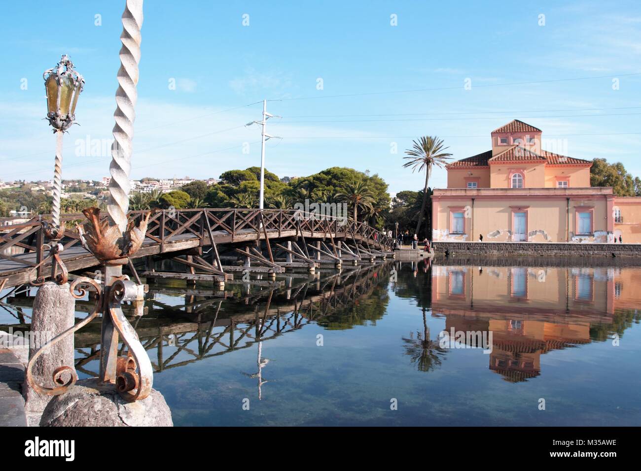view of lake Fusaro and its park , Pozzuoli, Campi Flegrei , Napoli ...
