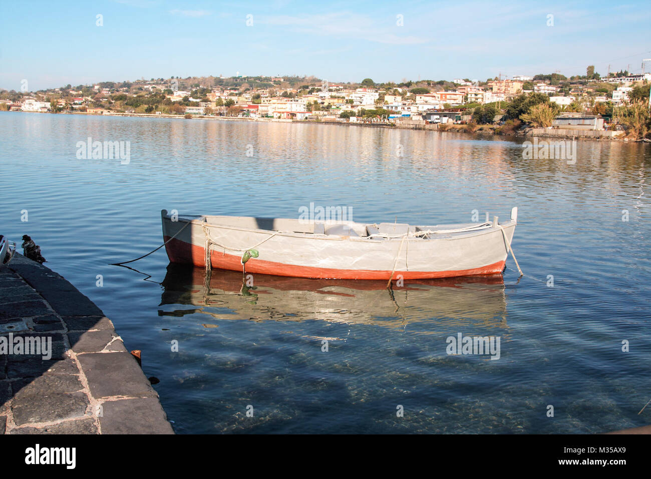 view of lake Fusaro and its park , Pozzuoli, Campi Flegrei , Napoli ...