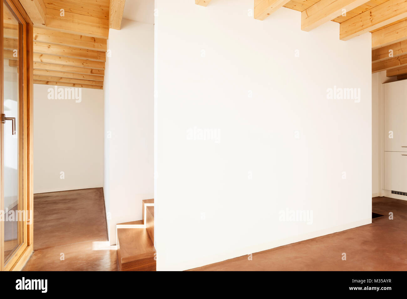 comfortable empty loft, interior, white wall Stock Photo - Alamy