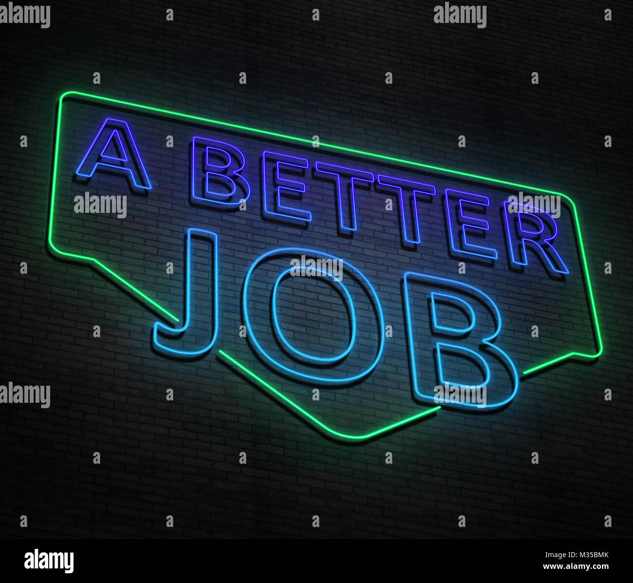 3d Illustration depicting an illuminated neon sign with a better job ...