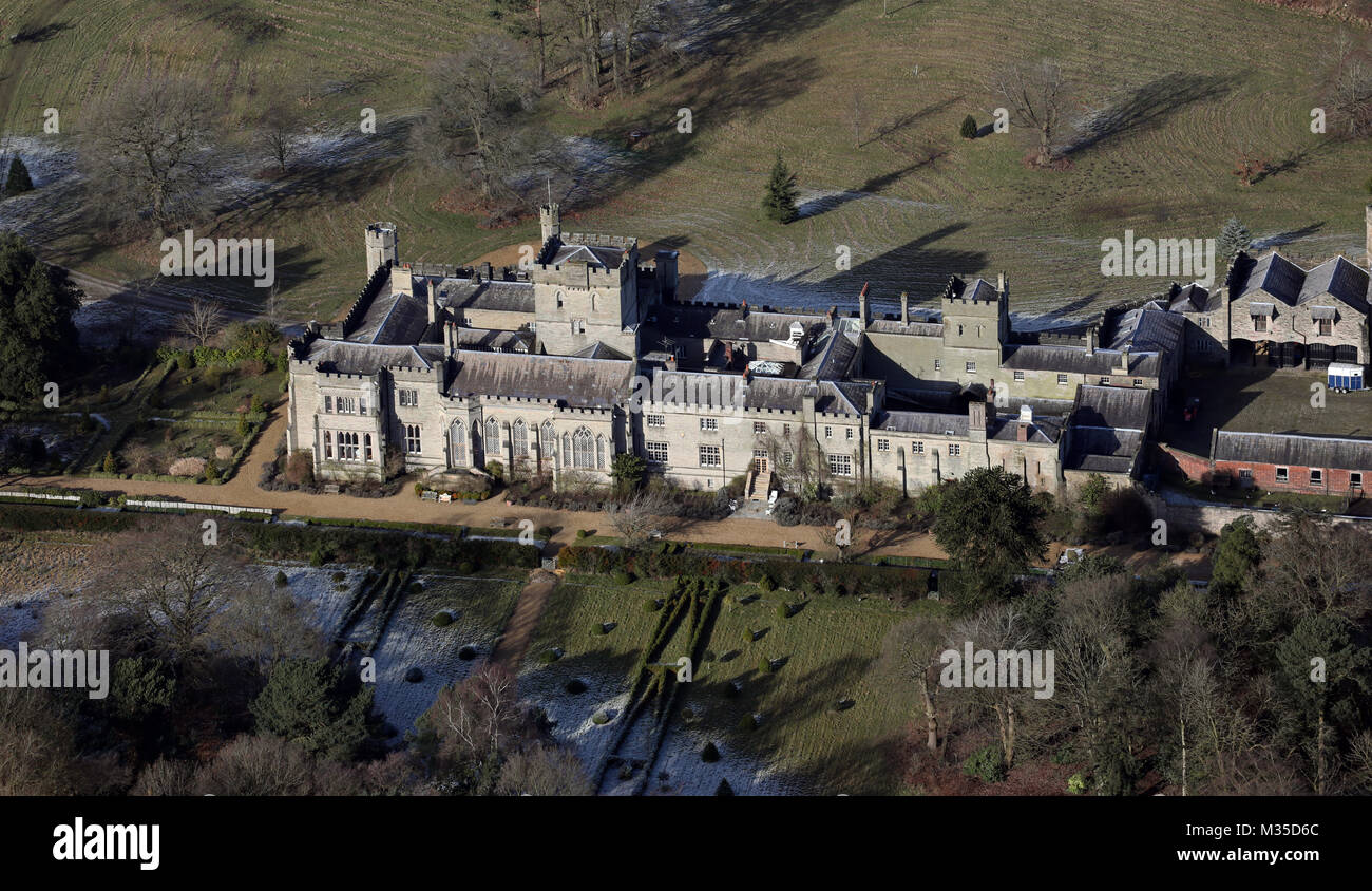 aerial view of Great Moreton Hall, near Congleton ,UK Stock Photo - Alamy