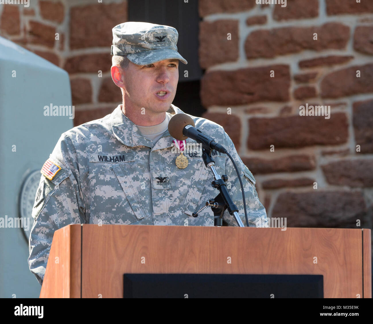 Col. Louis Wilham, outgoing commander of 90th Troop Command, addresses ...