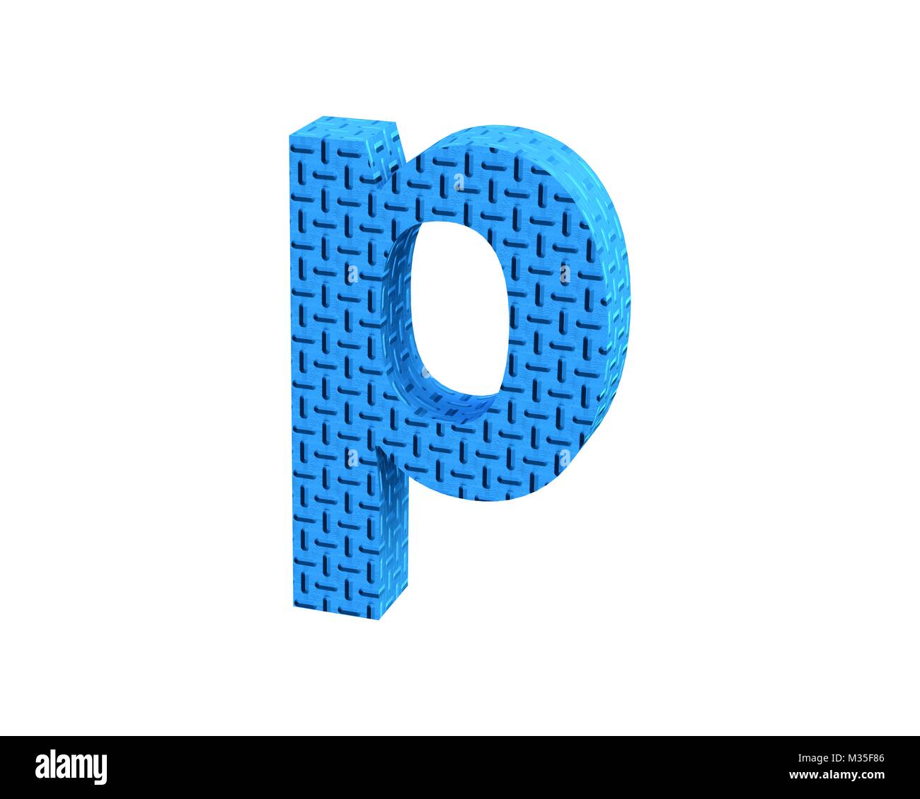 Font Plastic blue treadplate lowercase p Stock Photo - Alamy