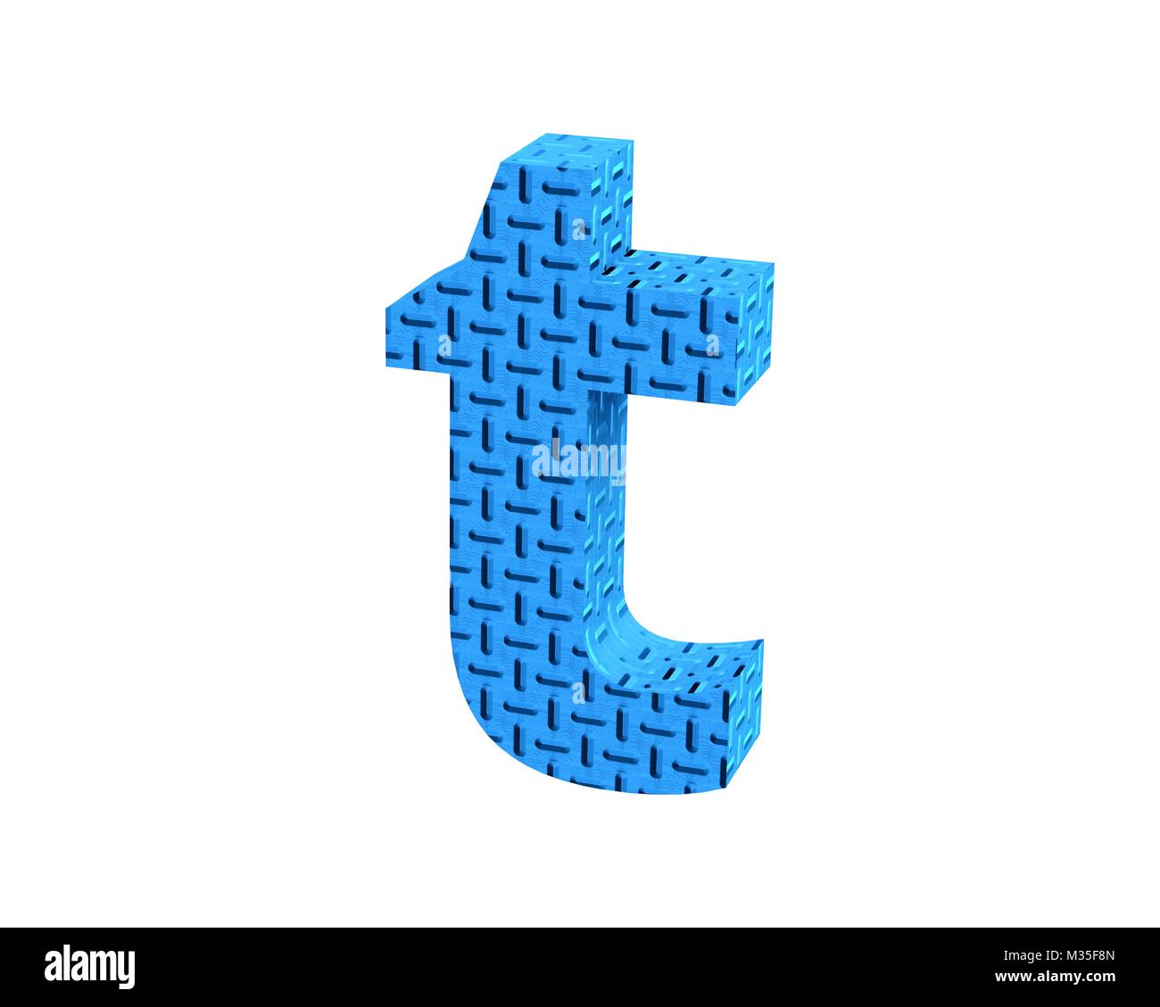 Font Plastic blue treadplate lowercase t Stock Photo - Alamy