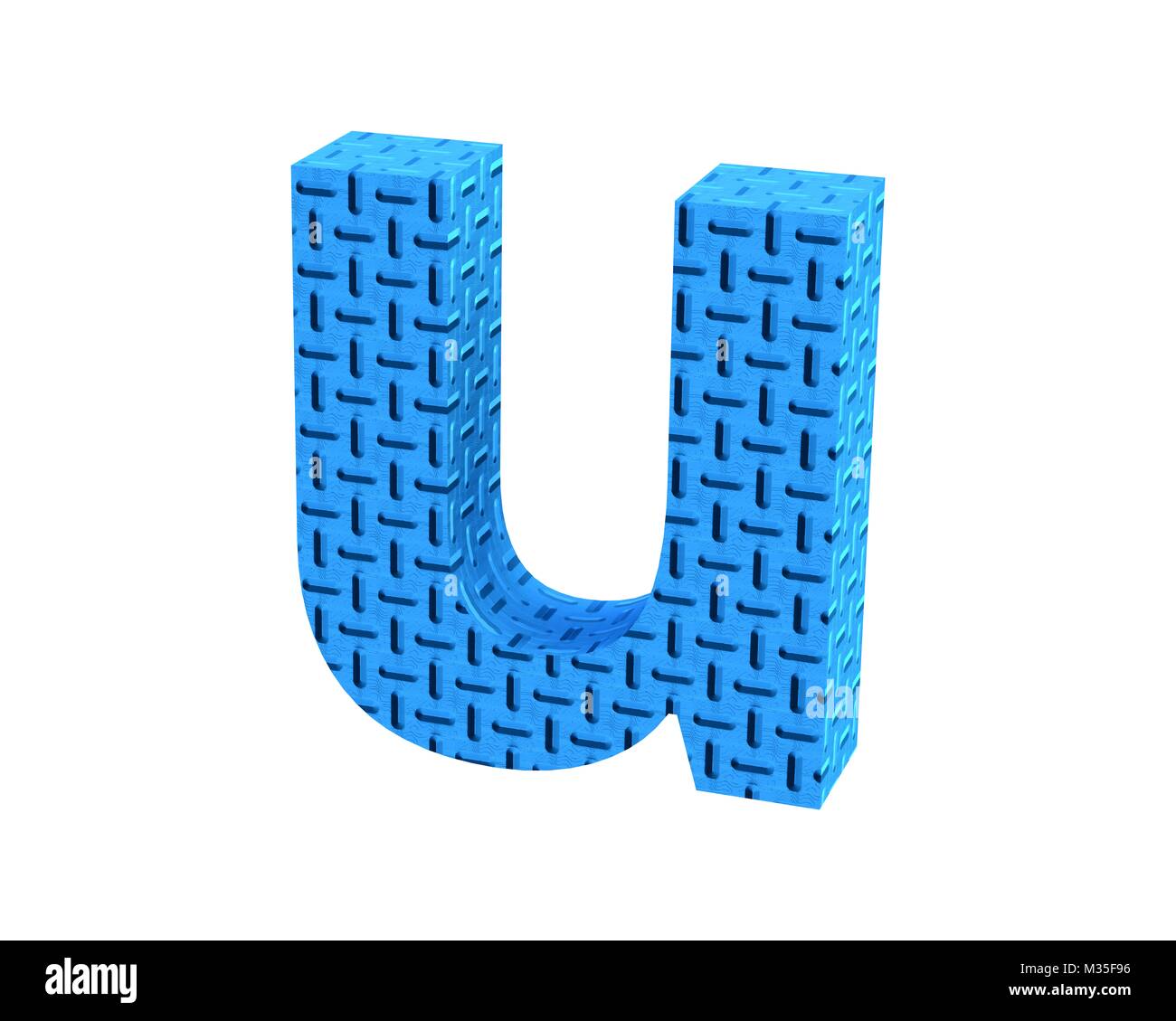 Font Plastic blue treadplate lowercase u Stock Photo - Alamy