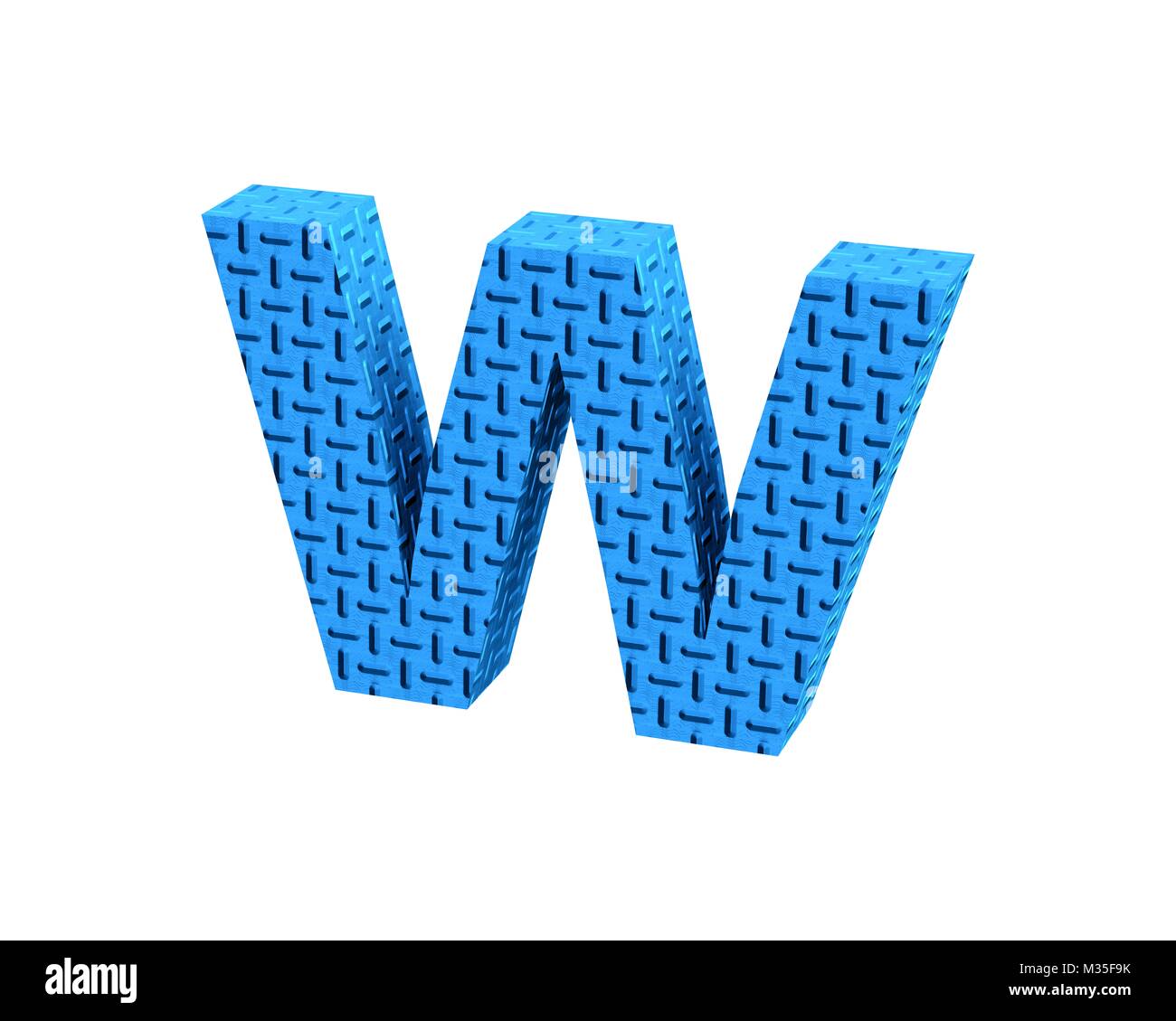 Font Plastic blue treadplate lowercase w Stock Photo - Alamy