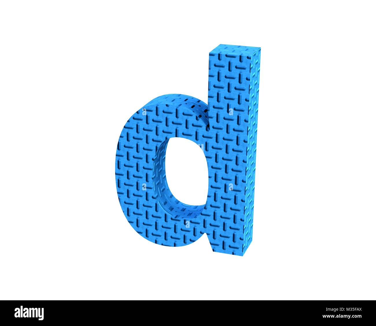 Font Plastic blue treadplate lowercase d Stock Photo - Alamy