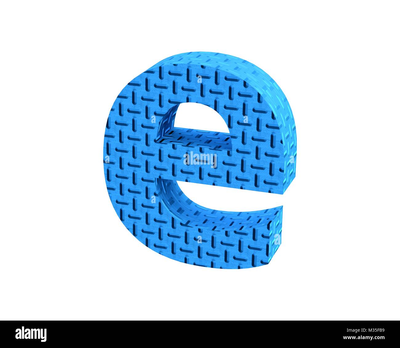 Font Plastic blue treadplate lowercase e Stock Photo - Alamy