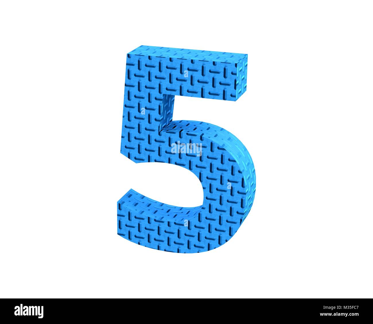 Font Plastic blue treadplate number 5 Stock Photo - Alamy