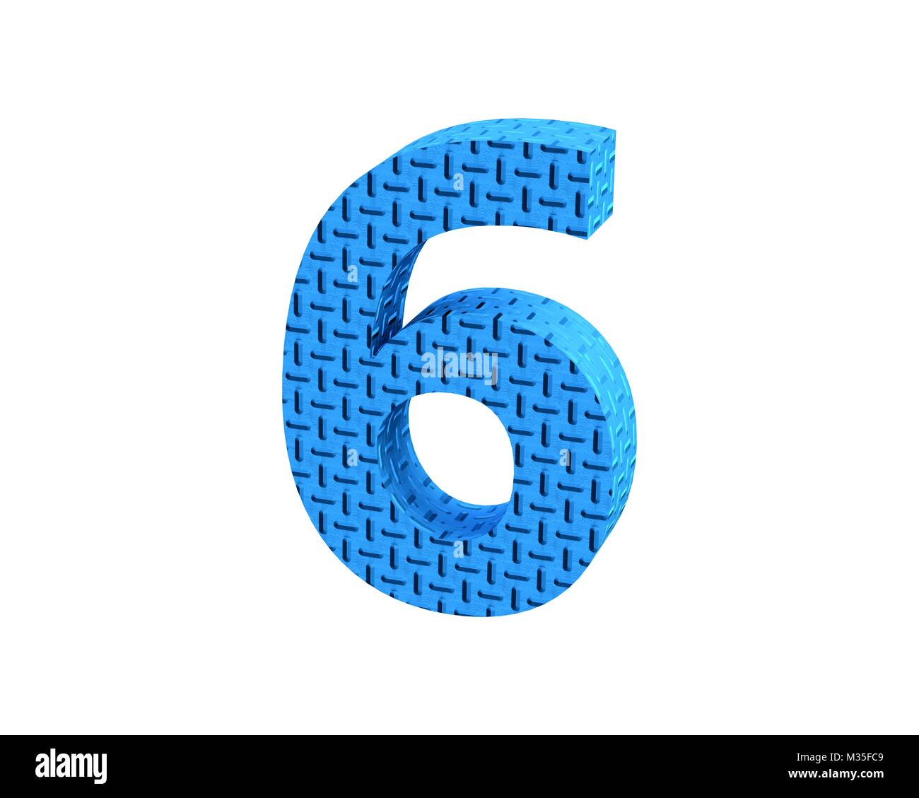 Font Plastic blue treadplate number 6 Stock Photo - Alamy