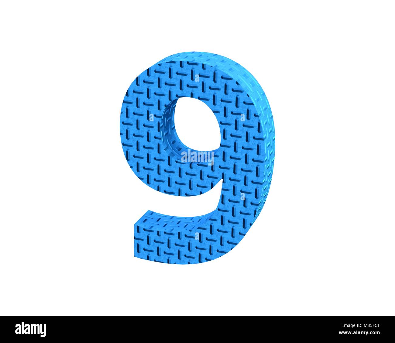 Font Plastic blue treadplate number 9 Stock Photo - Alamy