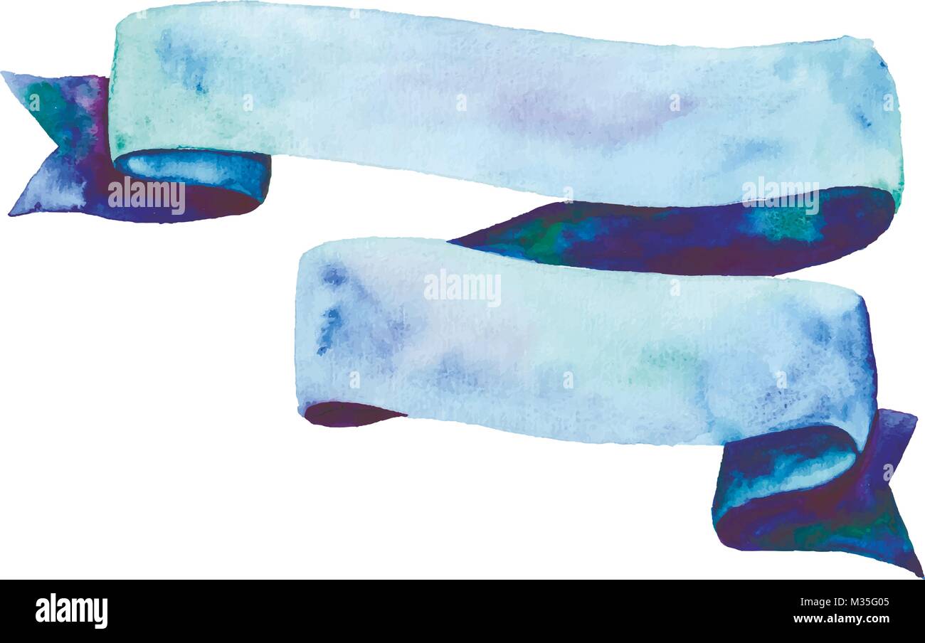 Watercolor blue ribbon vector clip art Stock Vector Image & Art - Alamy
