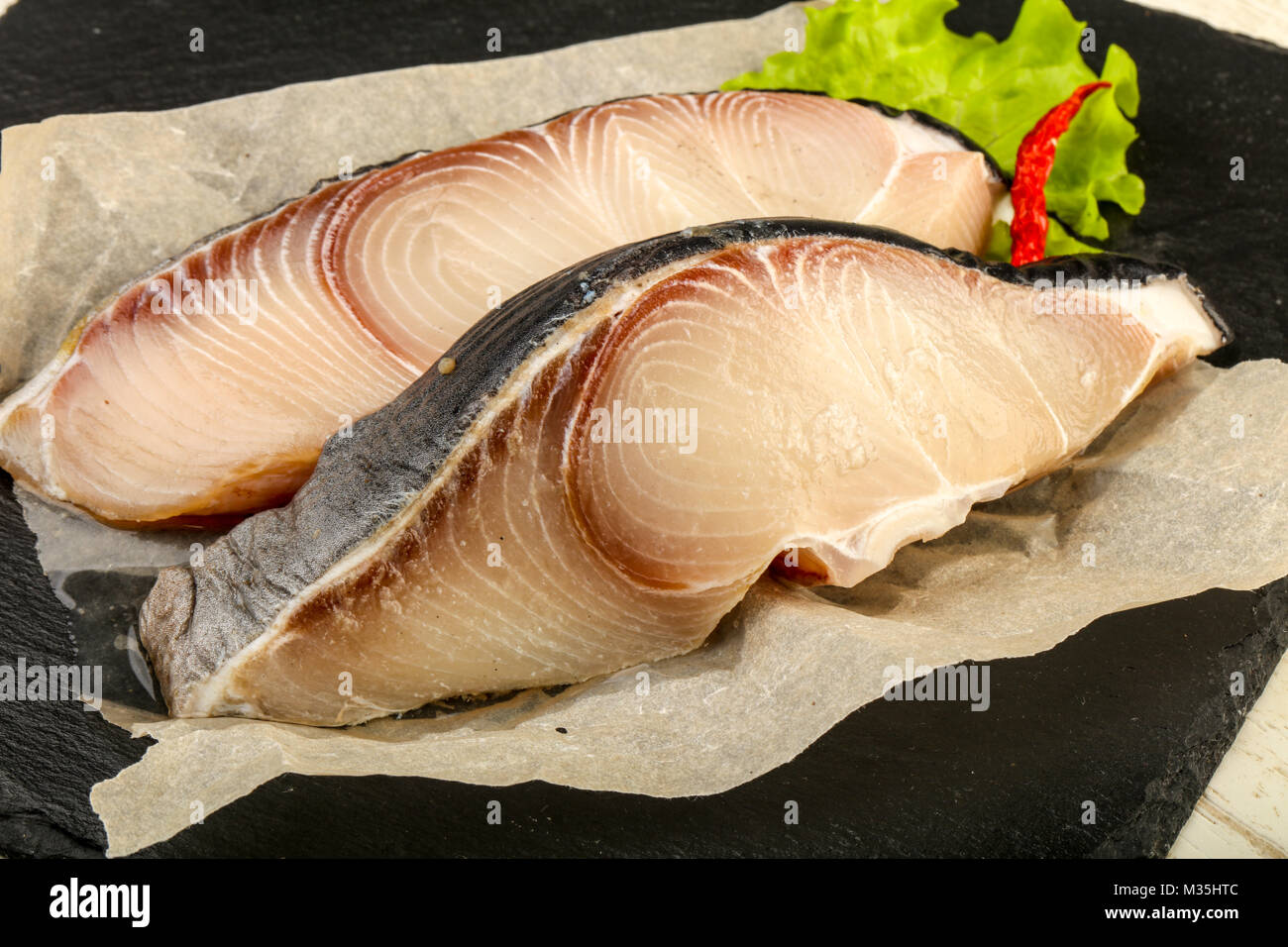 Raw juicy shark steak ready for grill Stock Photo - Alamy