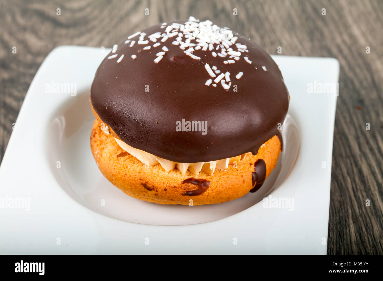 Bouchee cake with chocolate Stock Photo - Alamy