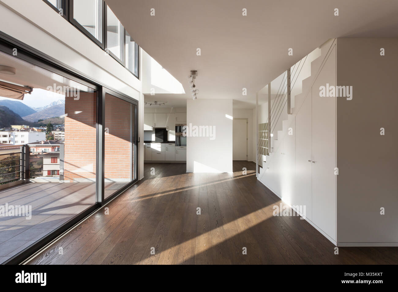 beautiful interior of a new apartment, wide empty living room Stock ...