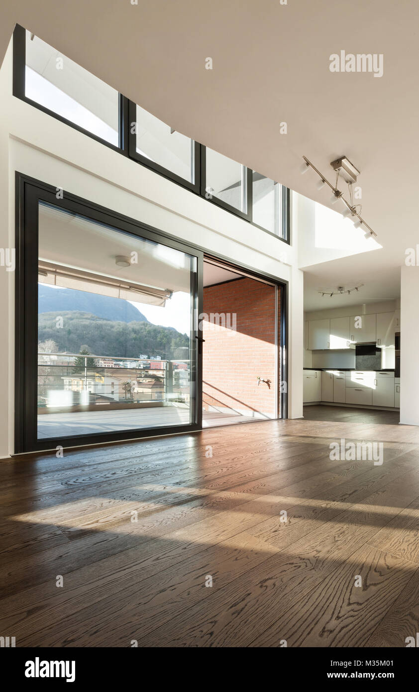 beautiful interior of a new apartment, wide empty living room Stock ...