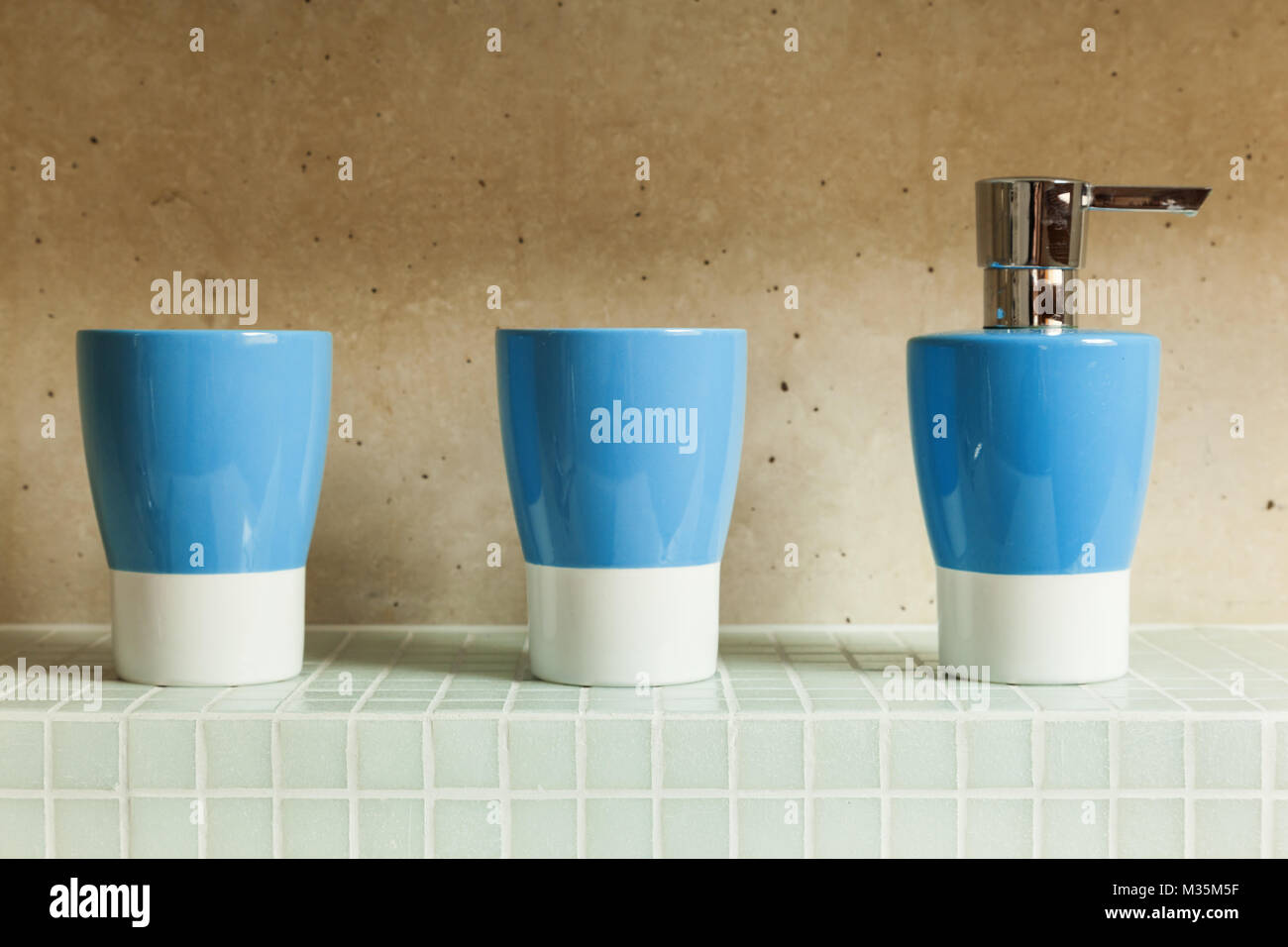detail of the bathroom, three ceramic objects Stock Photo - Alamy