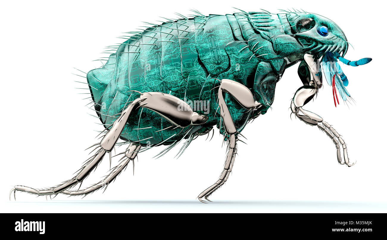 digital safety concept electronic computer bug isolated, 3D ...