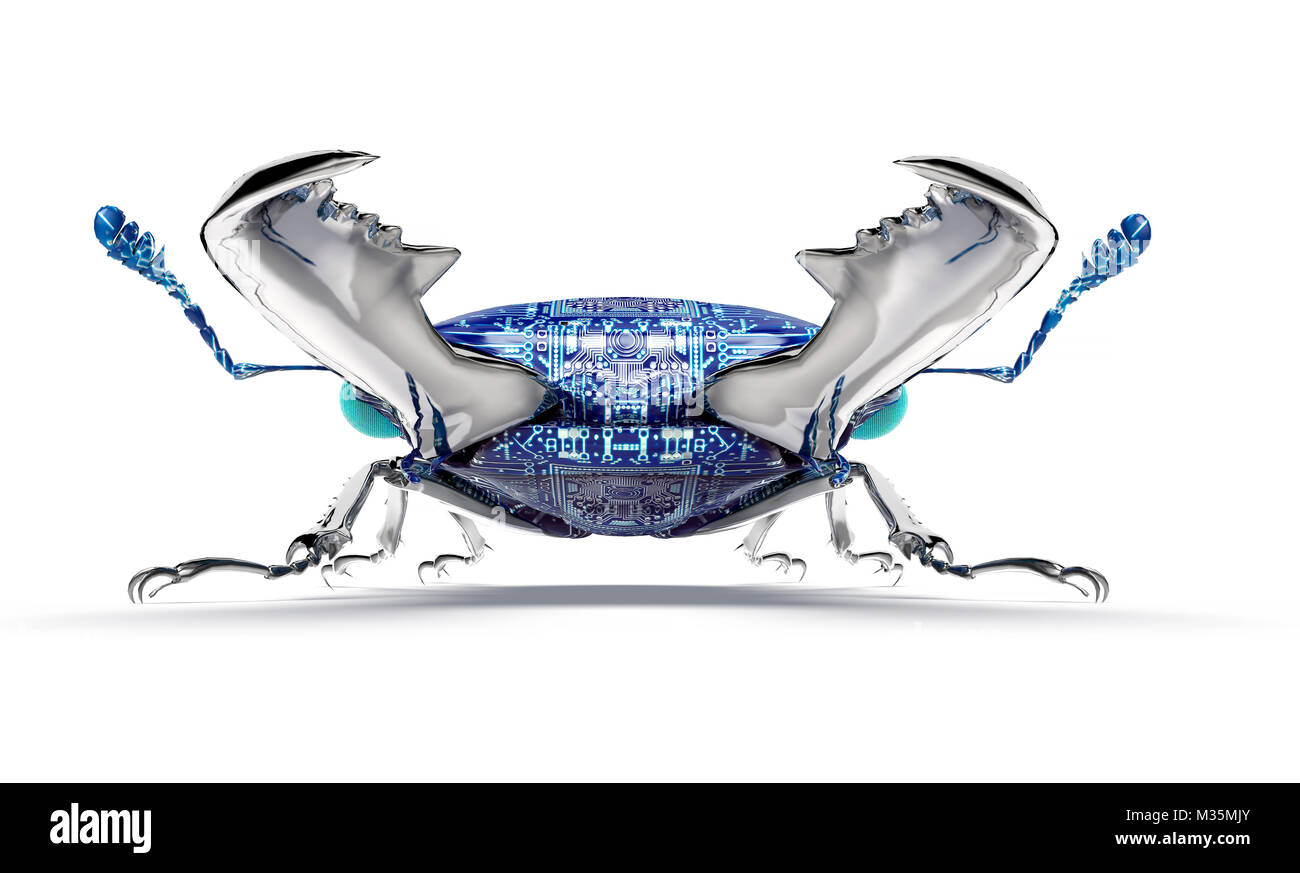 digital safety concept electronic computer bug isolated, 3D ...