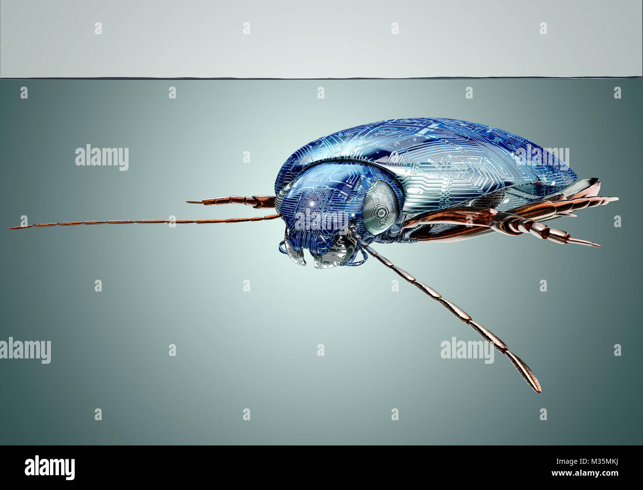 digital safety concept electronic computer bug isolated, 3D ...