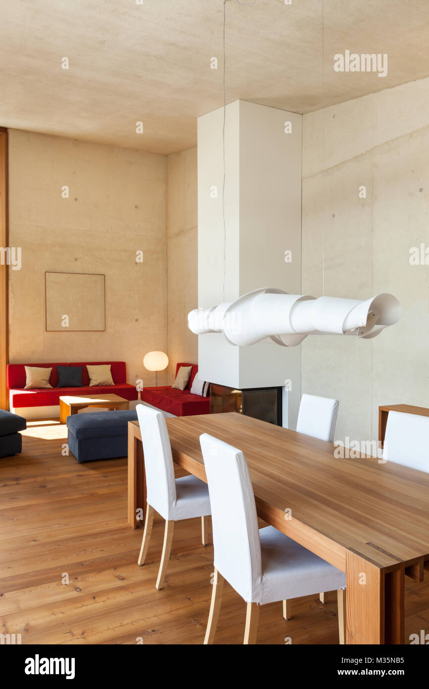 architecture modern design, mountain home, dining table Stock Photo - Alamy