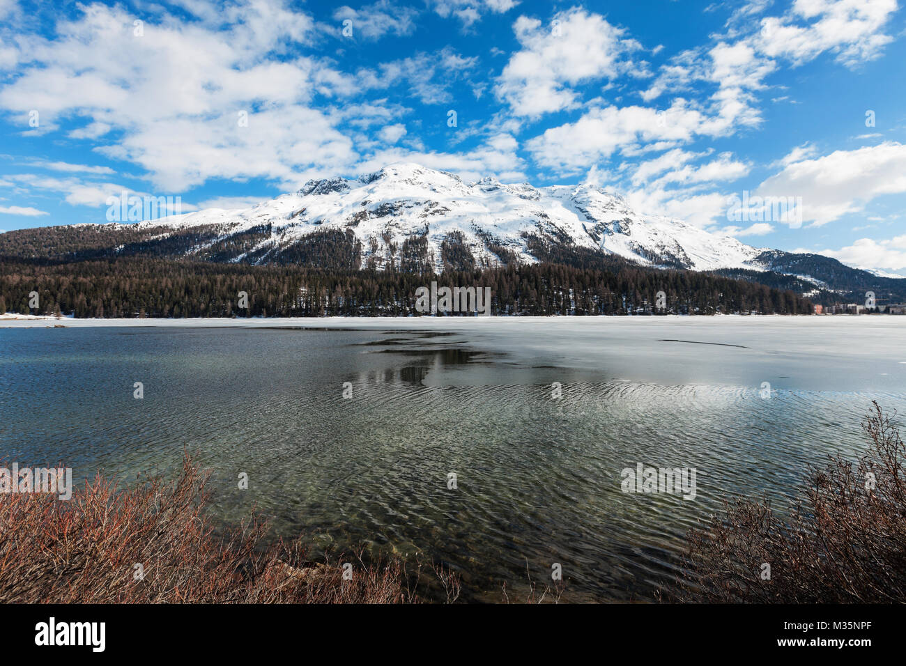 Beautiful mountain landscape, lake frozen Stock Photo - Alamy