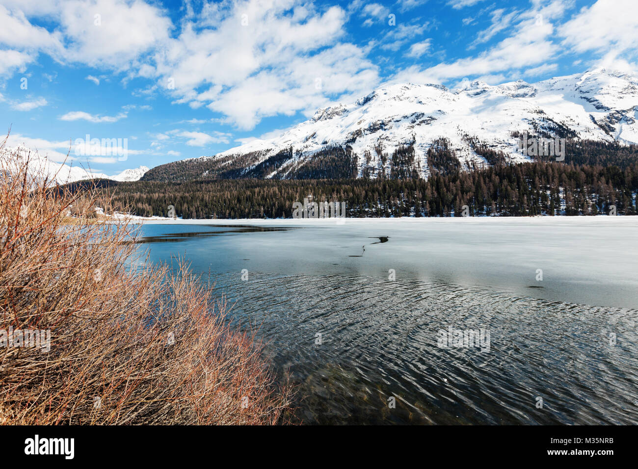 Beautiful mountain landscape, lake frozen Stock Photo - Alamy