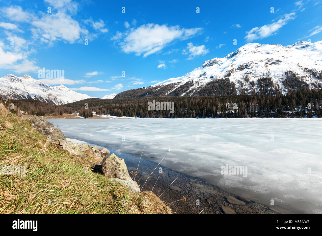 beautiful mountain landscape, lake ice Stock Photo - Alamy