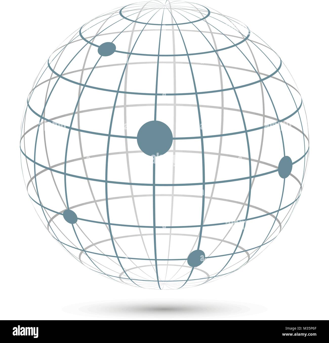 Technology Globe Icon With Dots Isolated on White Background Stock ...